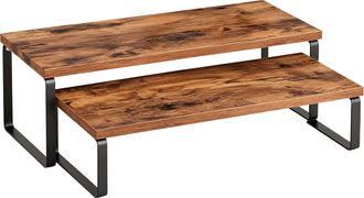 Relaxdays Tischregal 2-TLG. Set, K&uuml;chenorganizer f&uuml;r Gew&uuml;rze, Geschirr UVM., stapelbar, Industrial Design, braun/schwarz