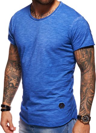 Behype. Herren Oversize Kurzarm Basic T-Shirt Rundhals O-Neck 20-1730 Blau XXL