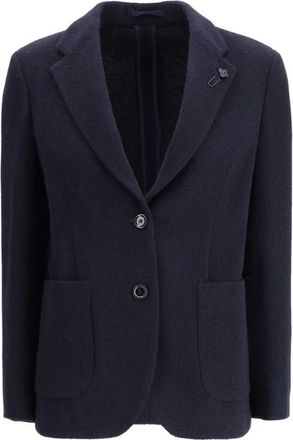Lardini Femme, Vestes, Bleu, Taille: 38 FR Blazer en laine avec épingle fleur