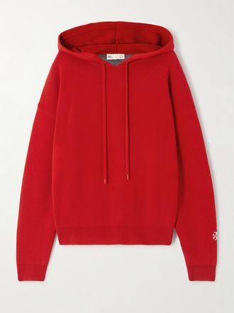Tory Burch Pull À Capuche En Laine Mélangée À Appliqué - Rouge