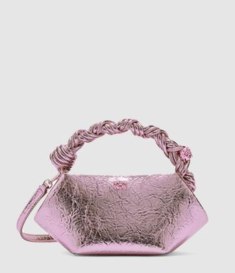 Ganni Sac Mini Bou Crushed Silver Pink