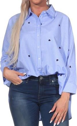Only Onlnew Lina Grace Ls Stripe EMB T-Shirt, Bleu Nuit, M Femmes