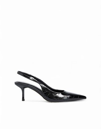 NA-KD escarpins slingback noirs effet croco