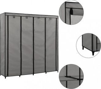 vidaXL Kleiderschrank mit 4 F&auml;chern Grau 175 x 45 x 170 cm Vidaxl