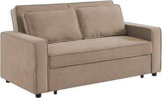 Sweeek Canap&eacute; convertible 3 places velours c&ocirc;tel&eacute; Velours c&ocirc;tel&eacute; Beige