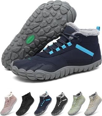 Saguaro Bottes de Neige pour Homme Femme Doublure Confortable Barefoot Chaussures Chaudes Bottines Hiver Antidérapant, Bleu Foncé 42