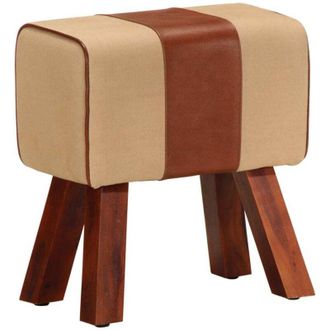 vidaXL Vidaxl - Sitzbank Turnbock-Design 38 cm Braun Echtleder Massivholz Mango