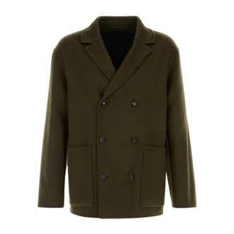 Ferragamo Wool Cashmere Double Y.d. Blazer - - Coats - Herren - Gr&uuml;n - L