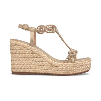 Alma En Pena Alma EN Pena, Femme, Chaussures, Jaune, Taille: 40 EU Sandale Plateforme Esparto avec Ornement Circulaire