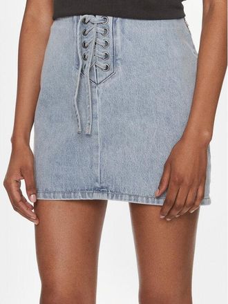 Rotate Jeansrock Denim Laced Mini 1120101468 Blau Regular Fit