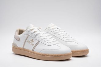 Replay Sneaker REPLAY, Herren, Gr. 45, wei&szlig; (wei&szlig;, beige), Leder, Lederimitat, unifarben mit Farbeinsatz, Schuhe Sneaker, Schn&uuml;rschuh, Halbschuh, Basketsneak