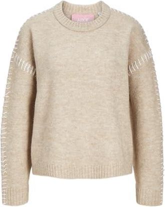 Jack & Jones Jxitzel Crew Neck Knit Pull en Tricot, Blanc cassé, XL Femme