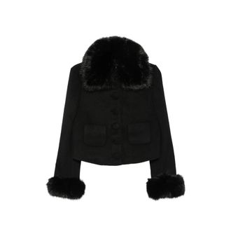 Self Portrait Faux-fur Trim Button-up Jacket