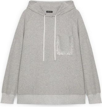 Fiorella Rubino Femme, Sweatshirts et sweats &agrave; capuche, Gris, Taille: 42 FR SweaT-shirt en maille avec poche d&eacute;cor&eacute;e
