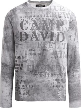 Camp David Herren Longsleeve mit All Over Print Storm Grey, XXXL