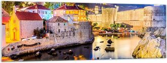 Arttor Panorama Bilder auf Glas 160x50cm Glasbild Kroatien Dubrovnik Altstadt Festung Groß XXL Wanddeko Schlafzimmer Küche Wandbilder Dekoration Wohnzimmer M