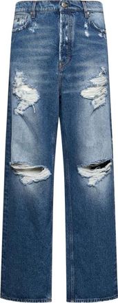 John Richmond Homme, Jeans, Bleu, Taille: W35 Jeans avec logo imprim&eacute; au dos