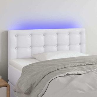 vidaXL Led Kopfteil Wei&szlig; 100x5x78/88 cm Kunstleder Vidaxl