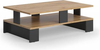 Vicco Couchtisch Belina, Goldkraft Eiche/Anthrazit, 80 x 50 cm mit Zwei Ebenen