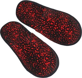 Generic Points Rouges Sur Fond Noir Unisexe Chaussures De Maison Antid&eacute;rapantes Pantoufles Chaud Chaussons Pour Int&eacute;rieur Hiver Automne L