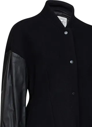 Toteme Wool and Leather Varsity Jacket - Black