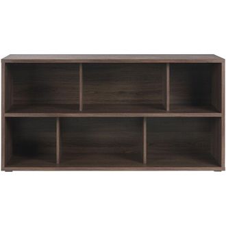 Miliboo Biblioth&egrave;que basse finition bois fonc&eacute; noyer L140 cm EPURE
