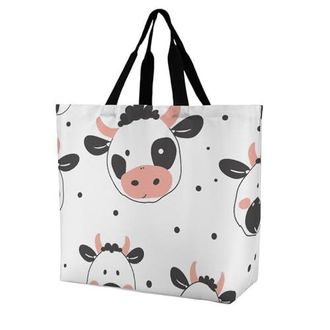 Generic Motif Vache De Dessin Anim&eacute; Sac &Agrave; Bandouli&egrave;re L&eacute;ger Sacs De Courses Grand Sac Courses Pour Gym Quotidienne Plage