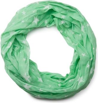styleBREAKER motif en étoile soyeuse tube de boucle foulard, soyeuse, froissée, unisexe 01016093, couleur:Vert-blanc
