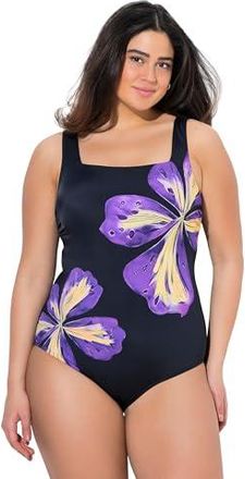 Ulla Popken Badeanzug, Blüten, Softcups, Recycelt Maillot de Bain Une pièce, Noir, 48 Femmes