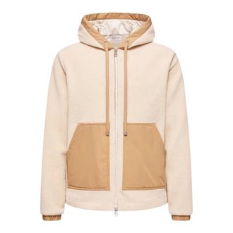 Moncler Homme, Vestes, Beige, Taille: S Teddy Zip-Up Sweat &agrave; capuche