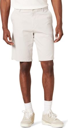 Amazon Essentials Herren Flatfront-Chinoshorts, Komfortabler Stretch, 28 cm Schrittlänge, Schmale Passform, Stone, 36W