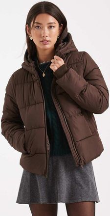 Pieces Doudoune à capuche - Marron chocolat-Brown