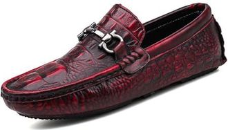 Generic Mocassins de conduite pour homme en cuir d&eacute;contract&eacute; &agrave; enfiler respirant et confortable pour homme, rouge vin, 41 1/3 EU
