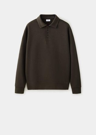 Mango Sweat &agrave; col polo coupe regular fit marron - Homme - XXL - MANGO MAN
