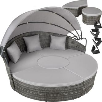 TecTake Bain de soleil rond modulable santorin - gris