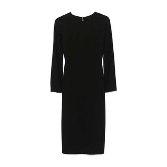 Semicouture Femme, Robes, Noir, Taille: 38 FR Robe crayon noire avec d&eacute;tails de fl&eacute;chettes et de plis