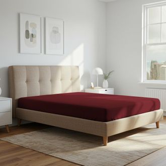 Pizuna Baumwoll-Spannbettlaken mit Fadenzahl 800 Rio-Rot 150x200, 100% langstapeliges Baumwoll-Spannbettlaken, Mako-Satin-Gewebe-Bettlaken ideal f&uuml;r Matratze