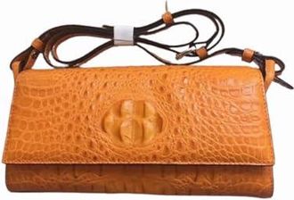 Generic Sac cabas pour femme en cuir de crocodile véritable, petit sac à rabat, sac bandoulière en cuir dalligator authentique pour femme