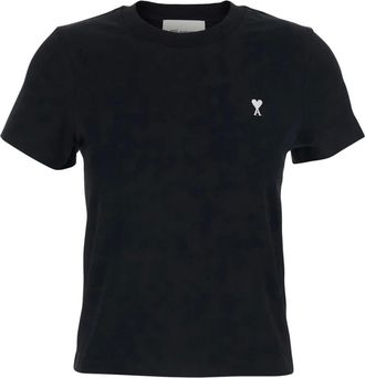 Ami Femme, Tops, Noir, Taille: 40 FR De Coeur Cropped T-Shirt