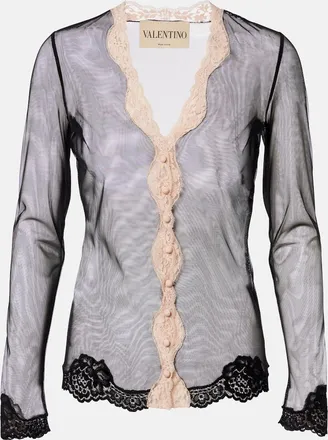 Valentino Cardigan aus Mesh mit Spitze