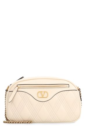 Valentino Garavani Womens Valentino Quiltie 67 Leather Shoulder Bag Ivory Lamb