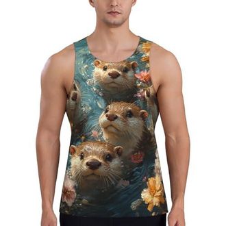 Generic D&eacute;bardeur respirant &agrave; s&eacute;chage rapide sans manches pour homme pour entra&icirc;nement &agrave; la plage S &agrave; 4XL, Loutre mignonne 15, 3XL