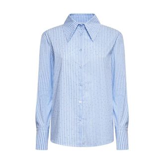 Silvian Heach Gestreiftes Hemd mit Maxikragen - - Blouses & Shirts - Damen - Blau - XS