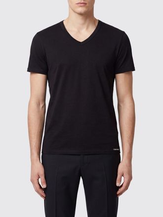 Tom Ford T-shirt slim fit &agrave; col en V en coton stretch noir