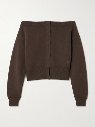 Tom Ford Cardigan &Eacute;paules Nues Raccourci En Cachemire &Agrave; Broderie - Marron