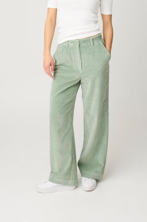 Knowledge Cotton Apparel Damen vegan Hose Bora Weiter Cord Lily Pad Gr&uuml;n