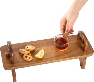 Generic Holztablett - Rustikaler Servierhalter Massives nat&uuml;rliches Finish Dekorativ | Holztabletts f&uuml;r Buffets Desserts Empf&auml;nge Hochzeiten Gastronomische Ve