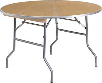 Flash Furniture 48RND Holz-Klapptisch, MTL-Rand, Stahl, natürlich, 121,9 cm, rund