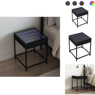 vidaXL Nachttisch mit Infinity-LED Schwarz 40x40x51 cm - Nachttisch - Nachttische - Beistelltisch - Nachtk&auml;stchen