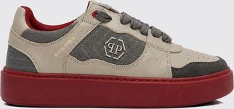 Philipp Plein Baskets basses en cuir et su&egrave;de bicolores avec logo Hexagon